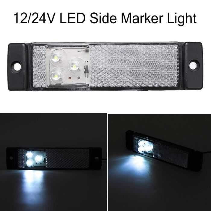 Clignotant latéral 12V 24V 3 LED, clignotant, indicateur arrière de ...