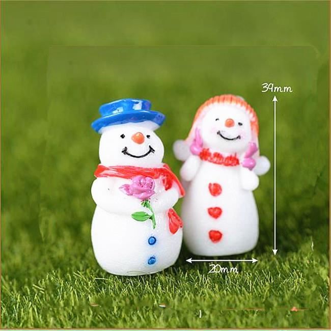 Statue deco,Figurines de Couple de Mini bonhomme de neige,2 pièces-lot ...