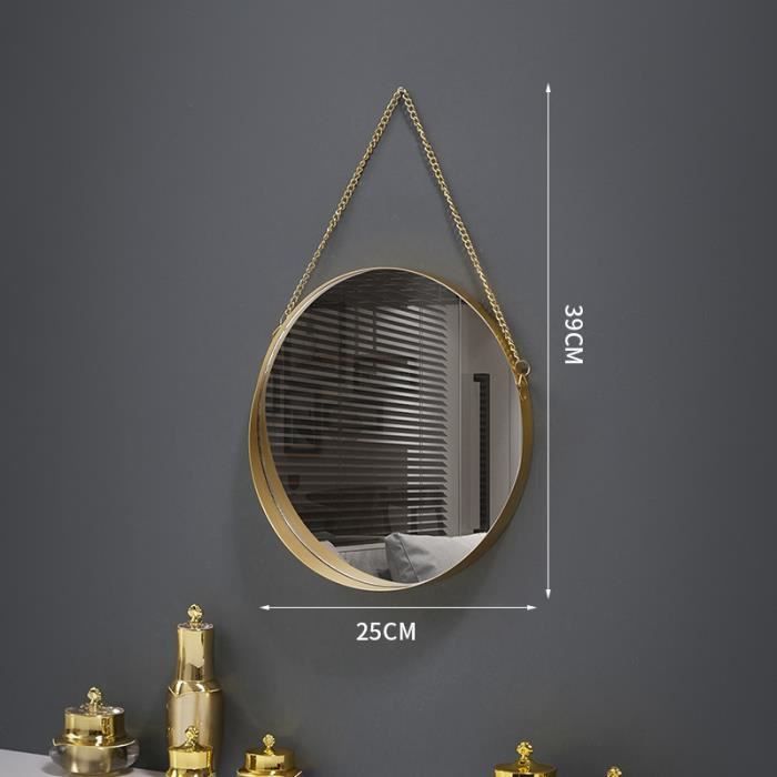 Miroir rond mural - Fer forgé - Style nordique - 30 cm - Verre ...