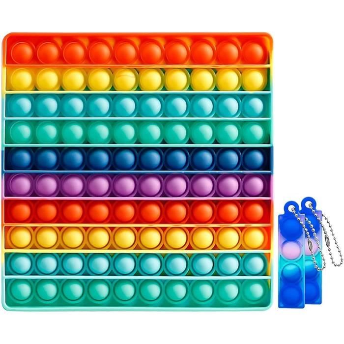 Pop It, 10 X 10 Pop Giant It Fidget Toy 20 X 20 Cm, Rainbow Silicone ...
