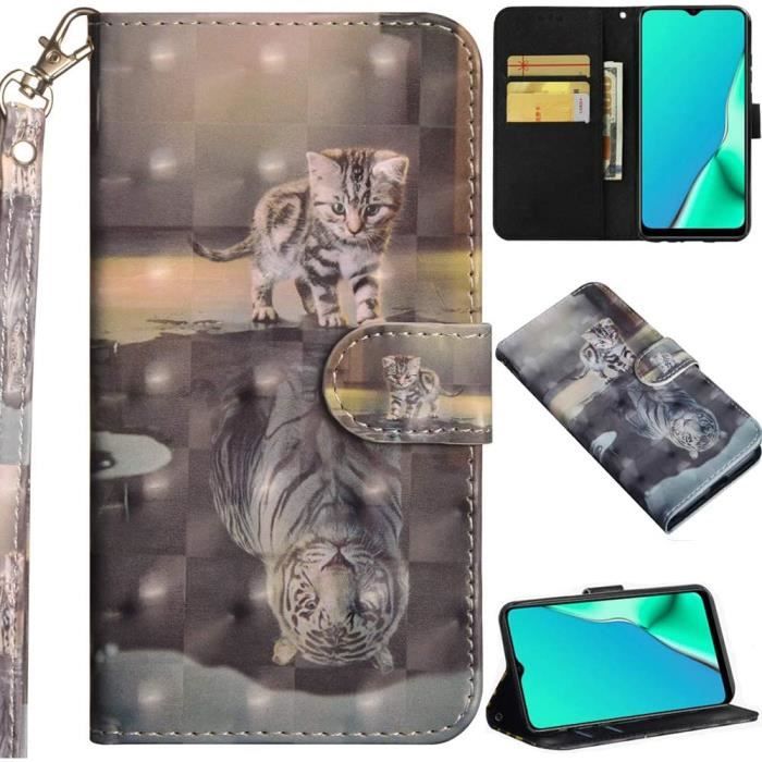 Coque Samsung Galaxy A32 3D PU Cuir Flip Rabat Support avec PorteCartes ...