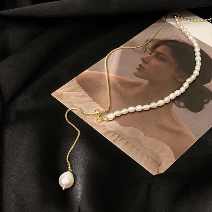 Chaine De Cou Vendue Seule ZWAU1 Perle d'eau douce beaeded Chokers ...