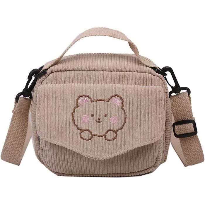 Joli Sac à Main Kawaii En Velours Côtelé Avec Large Sangle Réglable