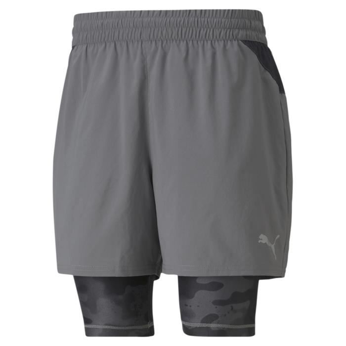 Short Puma Run - gris foncé/noir - Cdiscount Sport
