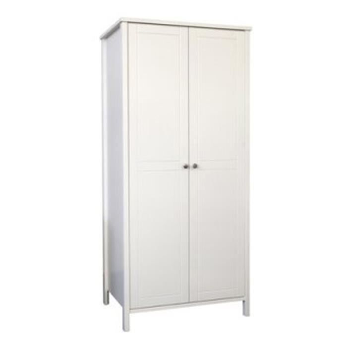 Armoire en MDF coloris blanc avec 2 portes - Dim : 90 x 62 x 195 cm ...
