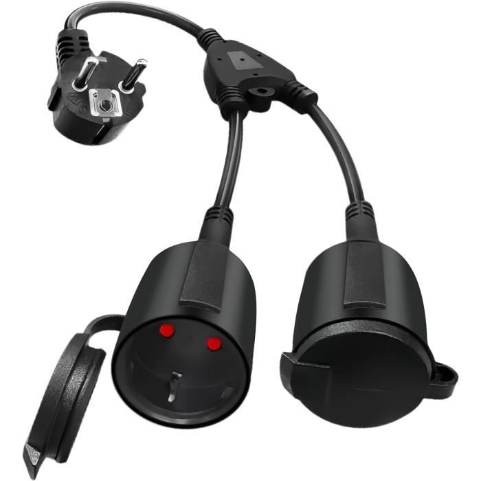 Rallonge Avec 2 Prises Schuko Ac, Double Fiche En Y, Câble Court ...