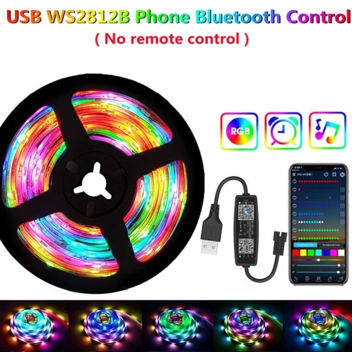 BANDE LED,WS2812B Phone BTH-1m--Bande lumineuse LED WS2812B, 1M 30M, RGB 5050, USB, Bluetooth ...