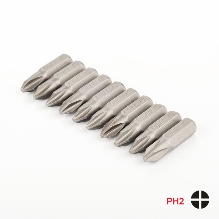 TOURNEVIS,PH2--Jeu'embouts de tournevis électrique 25mm, 10 pièces, PH0 ...