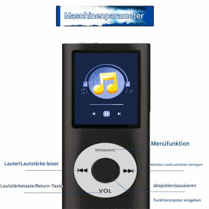Lecteur MP3 - JORMFTTE - Noir - 16 Go - Bluetooth - Écran 1,8 pouces ...