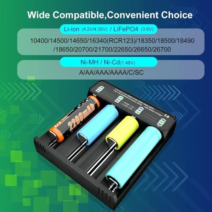 18650 Chargeur De Batterie Intelligent, Chargeur De Batterie Universel ...