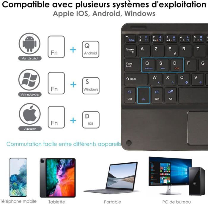 Active Strike Pro Clavier AZERTY Bluetooth sans Fil avec Pavé Tactile ...