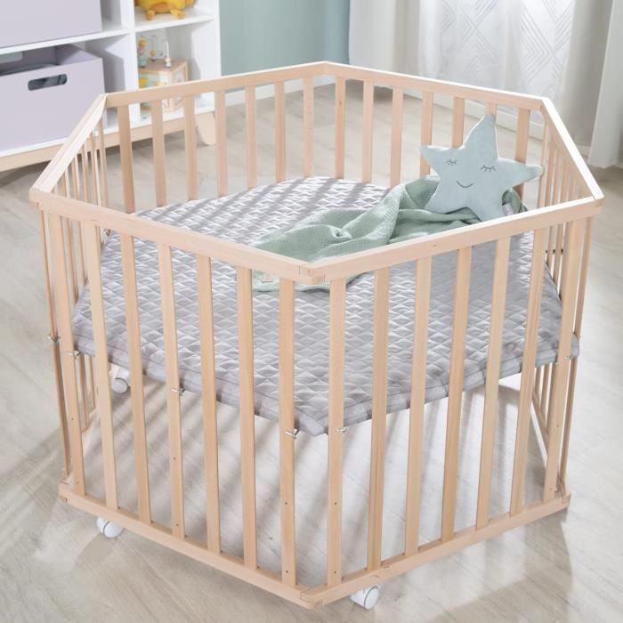 Parc Bébé Hexagonal En Bois Massif Bio Cosplay + Tapis De Parc Style ...