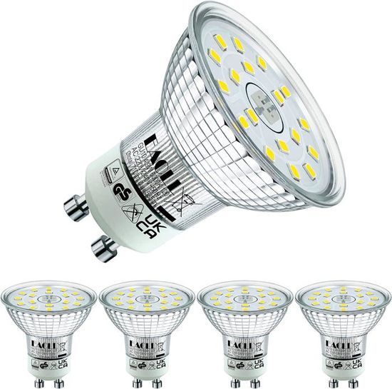 Ampoules LED GU10 Blanc Froid 49W quivalent Halogne 75W Lot de 4 6000K 585 Lumens clairag sans ...