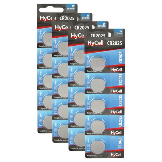 HyCell Piles bouton Lithium CR2025 3V 145 mAh (lot de 20) - Cdiscount ...