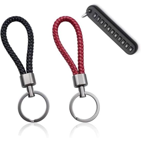2Pcs Porte-Clés En Cuir Tressé Porte Clé Cuir Porte Clef Cuir Tressée ...