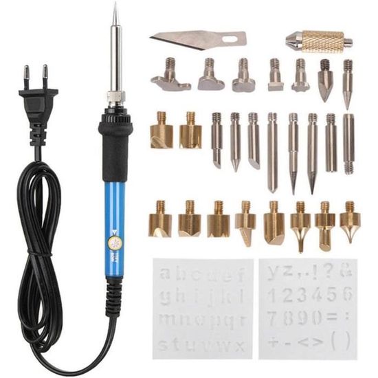 28Pcs Kit de Pyrogravure, Fer à Souder Electrique Kit, 60W Pyrograveur ...