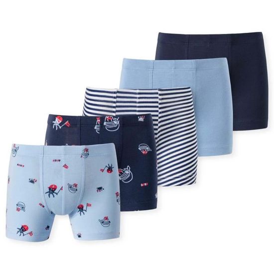 SCHIESSER Caleçon Garçon - , Paquet de 5 Bleu lair/bleu foncé ...