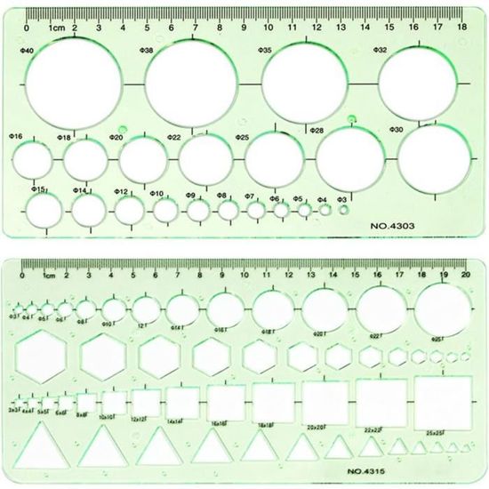 2 Pcs Normographe pour Croquis et Schémas Gabarit Architecte Regle ...
