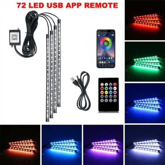 JKL09438-BANDE LED .Lumière pour Intérieur de Voiture, Néon 48 72 LED ...
