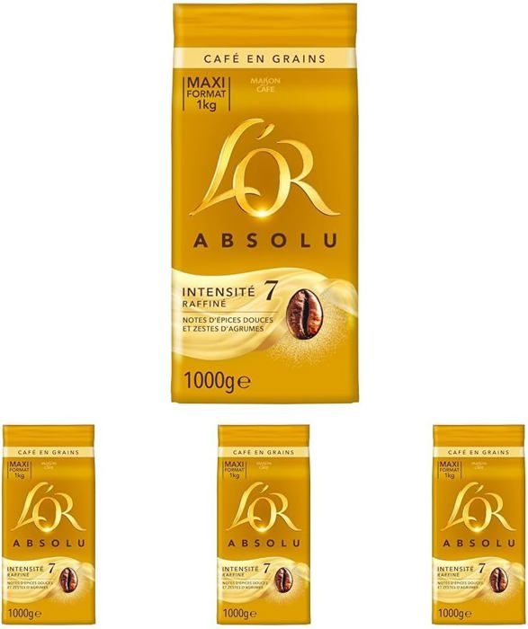 1 Kg Café En Grains Absolu,100% Arabica,Intensité 7,1Kg (L'Emballage Peut Varier) (Lot De 4 ...