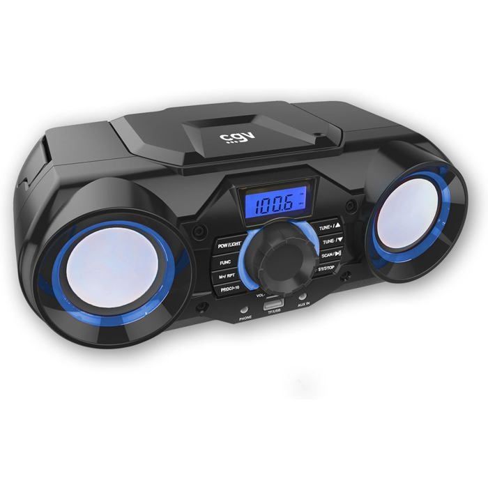 CGV SG-1 Portable CD Player Radio - CD Player with LED Light Effects ...