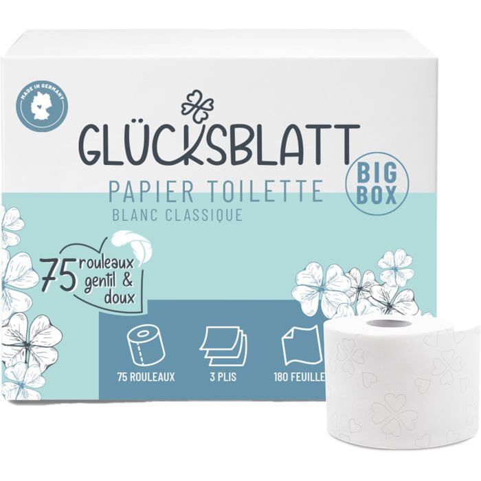 Boîte de papier toilette 3 plis - 75 rouleaux x 180 feuilles - 100 % ...