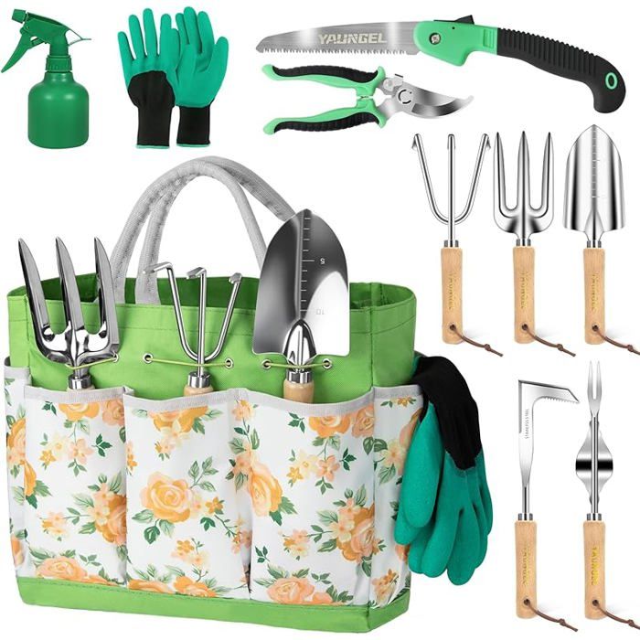 Gardening Tools Set, 10 Pieces Heavy Duty Stainless Steel Gardening ...
