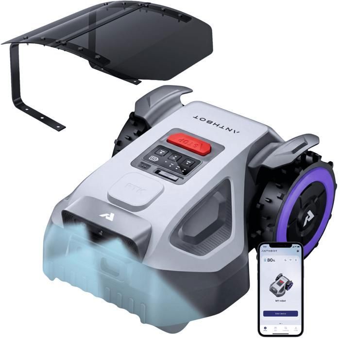 ANTHBOT M5 Robot Tondeuse sans Câble avec Abri Inclus, GPS RTK, Caméra ...