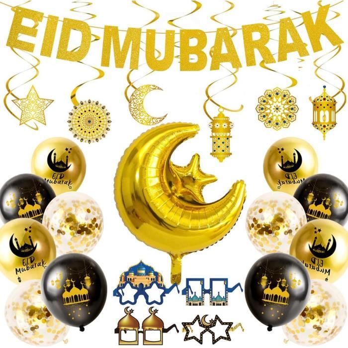 Eid Decoration Aid Moubarak Decoration Gold, Banderole Eid Mubarak ...