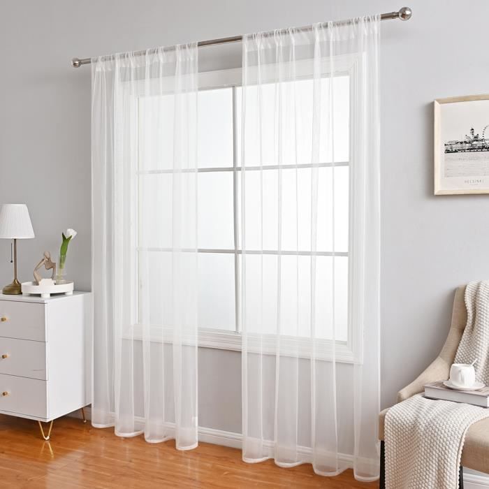 RIDEAU - DOUBLE RIDEAUX Rideau en tulle décoratif facile à installer ...
