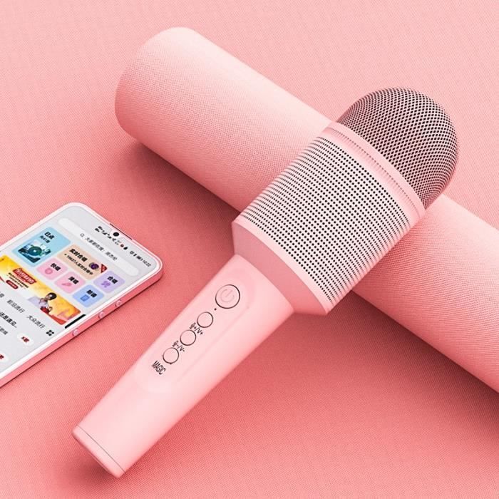 Rose Microphone professionnel sans fil Bluetooth, karaoké, carte son ...