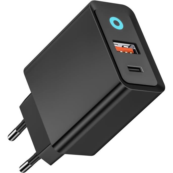 Chargeur Usb C 30W, 2 Ports Chargeur Mural, Pd-Qc 3.0 Adaptateur Secteur Rapide Compatible Avec ...