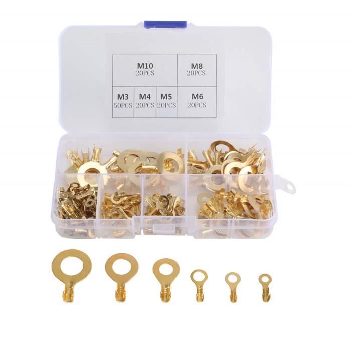 150Pcs Kit Cosses Electriques Ronde En Laiton Cosse À Sertir M3 M4 M5 M6 M8 M10 Cosse Batterie ...