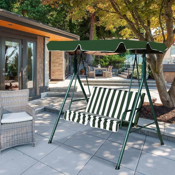 COSTWAY Balancelle de Jardin sur Pied pour 2 Personnes avec Toit Anti ...