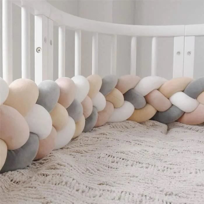 Tour de Lit 1.5M Bébé Coussin Serpent Velours Berceau Pare-chocs Tressé ...