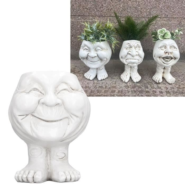 OLL Résine drôle Moldu pot de fleurs jardin, style sculpture décorative ...
