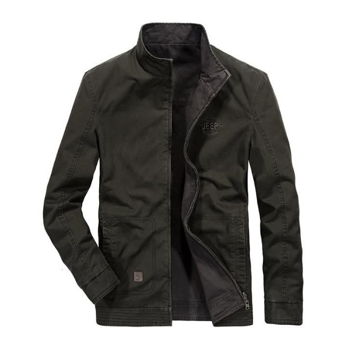 Veste Réversible Homme en Coton Printemps et Automne Casual Veste ...