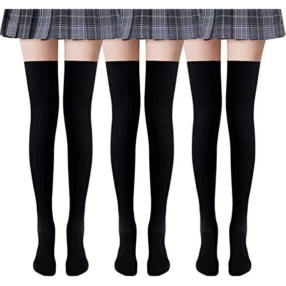 3 paires Chaussettes Femme Extra Longues Hautes de Cuisse Montantes ...