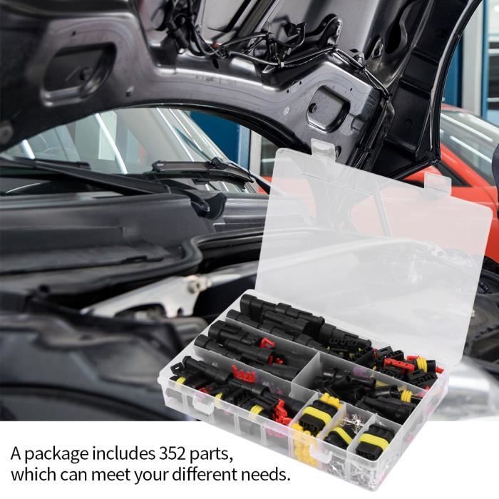 Ensemble De 352 Connecteurs Électriques Étanches Pour Voiture À 1/2/3/4 Broches Mâle/Femelle ...