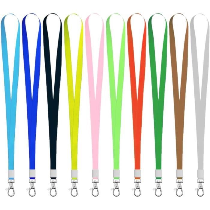 20 Pièces Lanières Colorées avec Lanière à Clip en Métal Rotatif pour ...