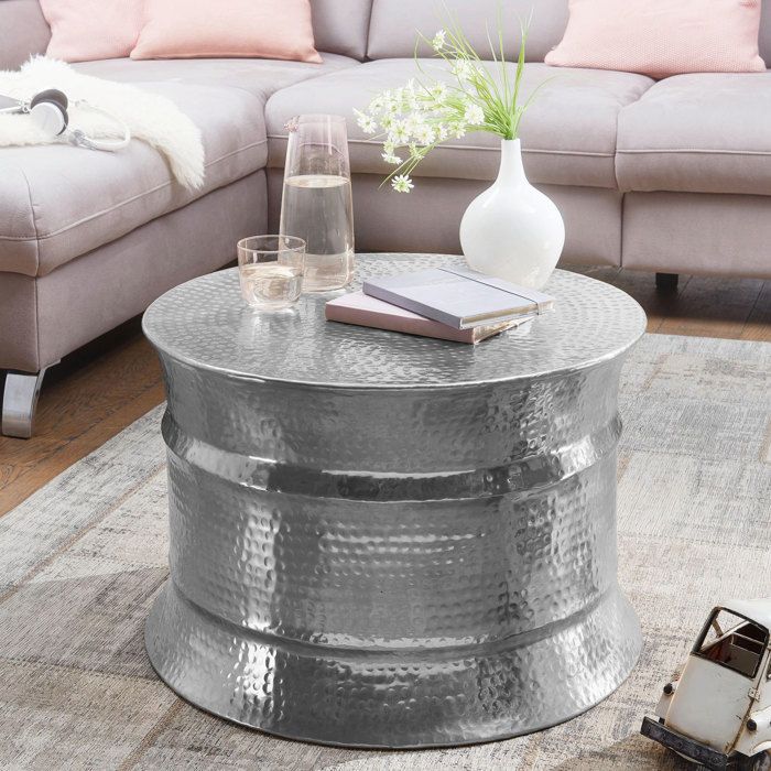 WOHNLING table basse WOHNLING table basse table ronde martelé argent ...