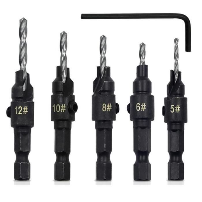 VERYNICE-5 PièCes SéRies Tige Fraise Forets Ensemble Vis Menuiserie ...