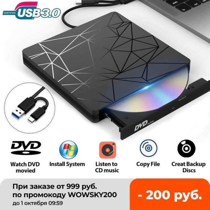 CS-15191-Lecteur DVD USB 3.0 et type c. graveur de CD. enregistreur de ...