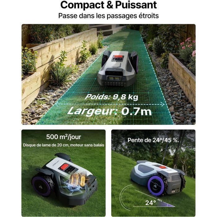 ANTHBOT M5 Robot Tondeuse sans Câble avec Abri Inclus, GPS RTK, Caméra ...