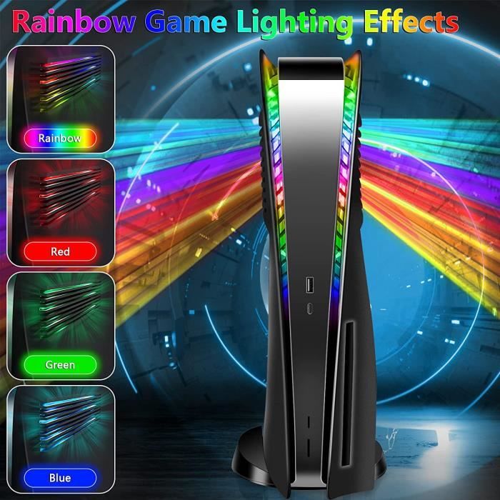 Plaque de Console PS5 avec Ventilation et Bande Lumineuse LED RVB ...