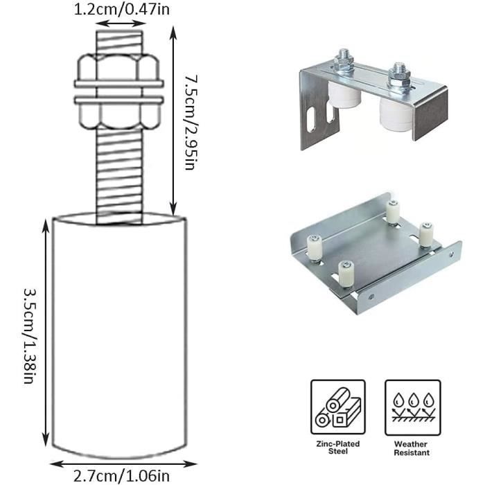 2Pcs Poulie De Porte Coulissante, Roulettes Pivotantes, Roue Avec ...