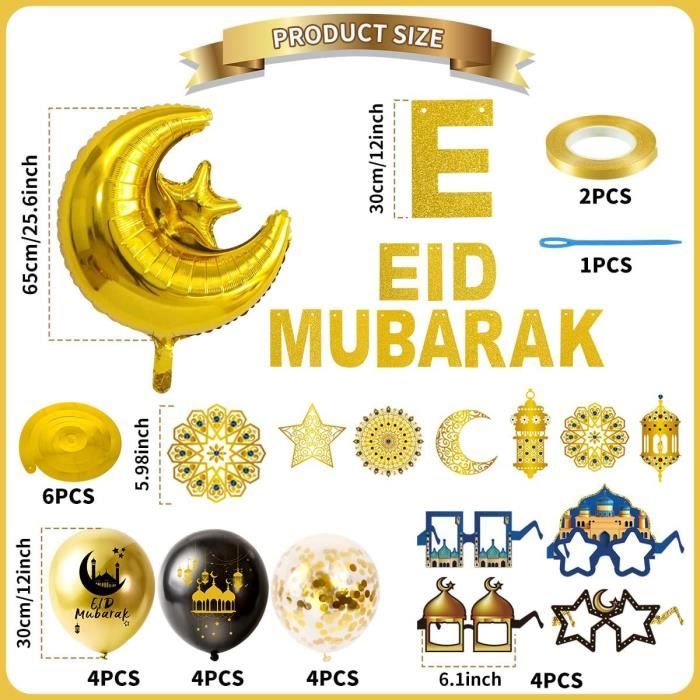 Eid Decoration Aid Moubarak Decoration Gold, Banderole Eid Mubarak ...