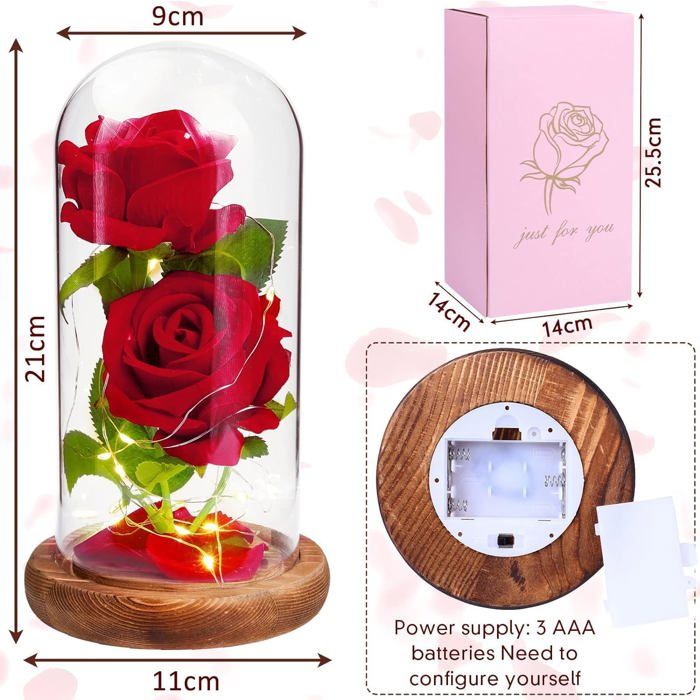 Rose Eternelle sous Cloche,la Belle et la Bête Rose,Fleur Eternelle ...