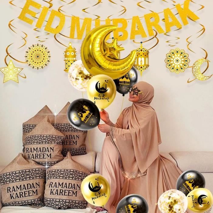 Eid Decoration Aid Moubarak Decoration Gold, Banderole Eid Mubarak ...