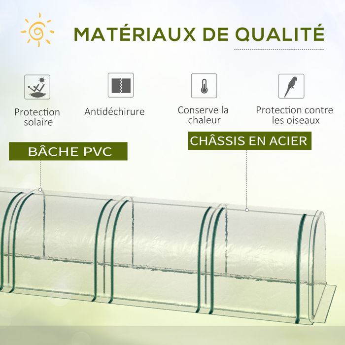 Mini serre de jardin - Outsunny - tunnel serre tomates PVC haute ...